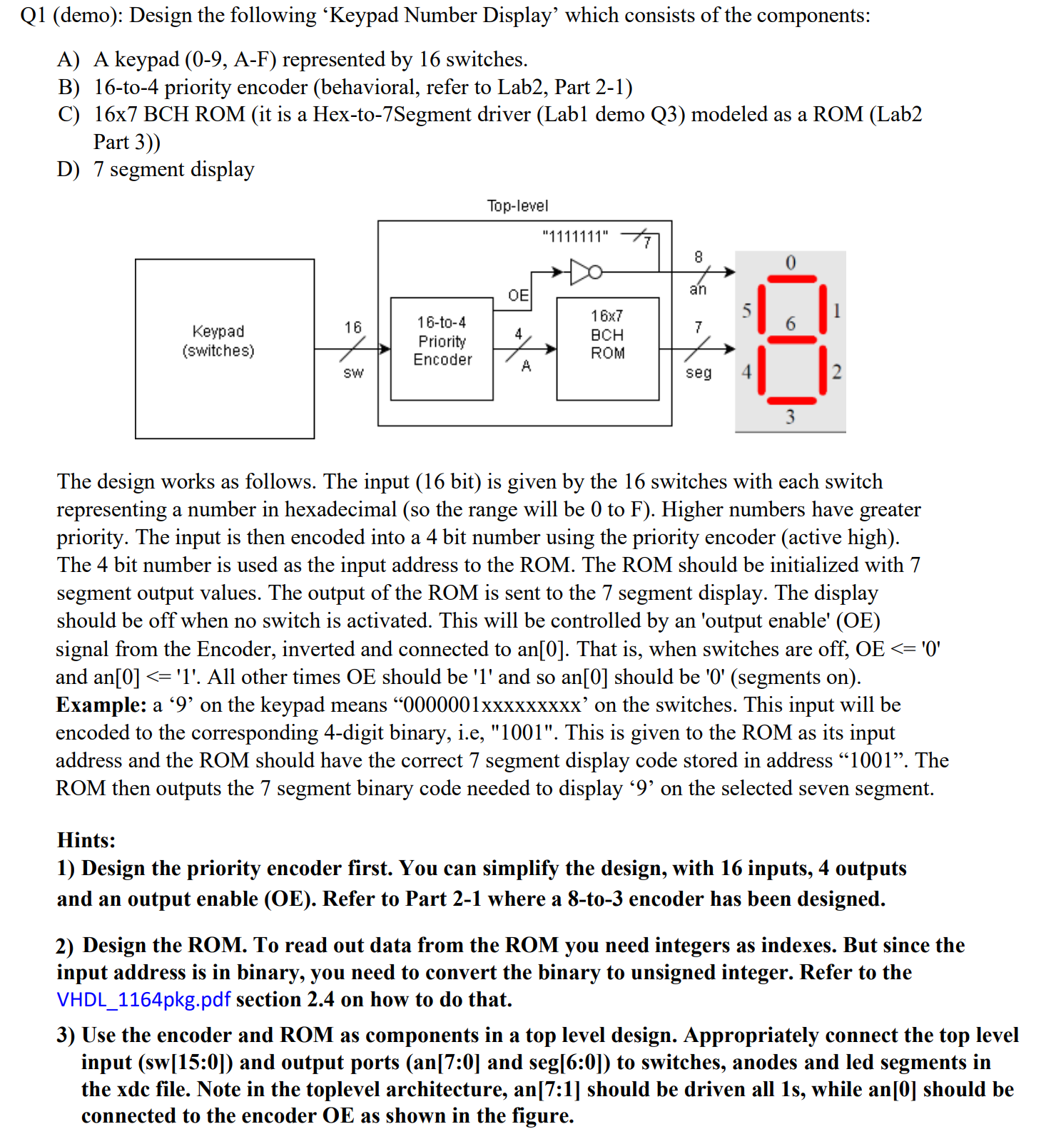 Solved Q1 (demo): Design the following 'Keypad Number | Chegg.com