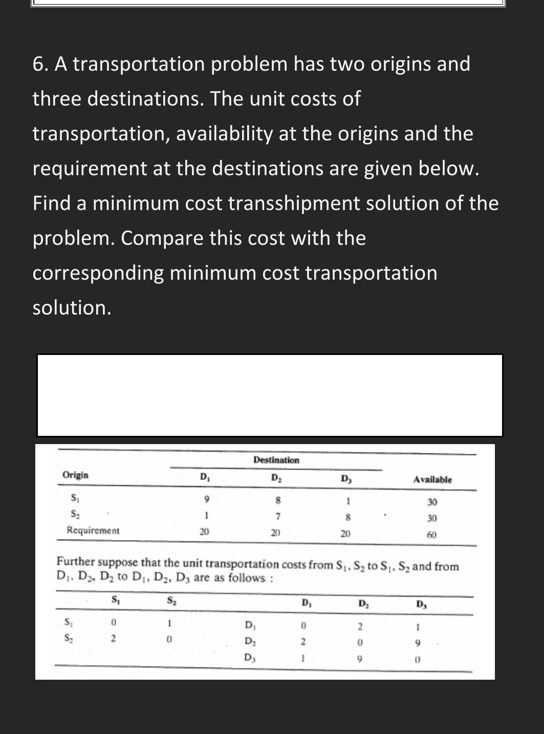 Solved A transportation problem has two origins and three | Chegg.com