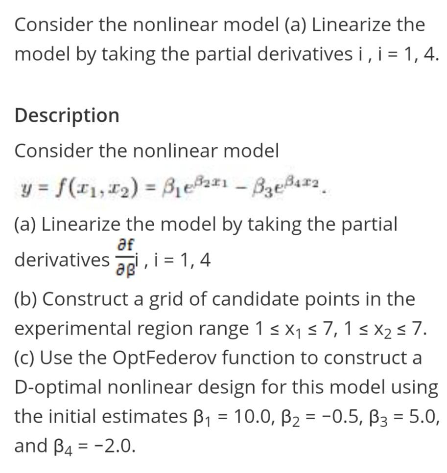 Solved Consider the nonlinear model (a) Linearize the model | Chegg.com