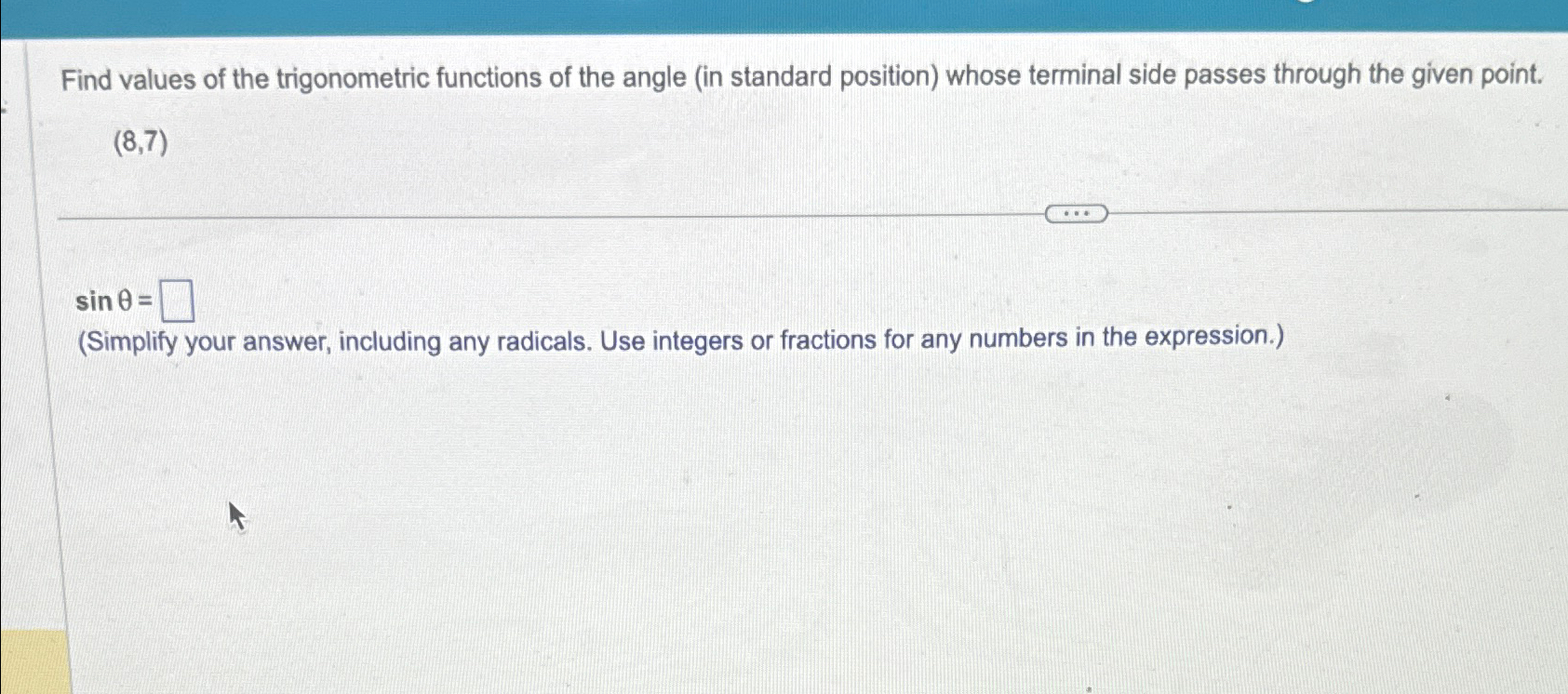 Solved Find values of the trigonometric functions of the | Chegg.com
