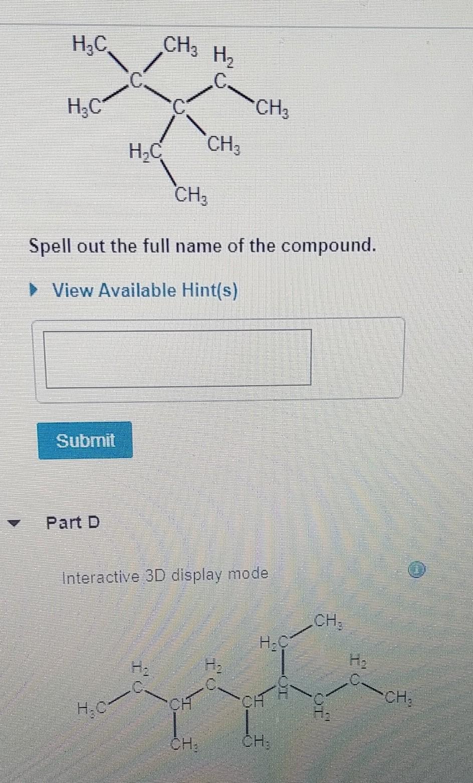 Solved Interactive 3D display mode 0 CH3 we H2C CH, Spell | Chegg.com