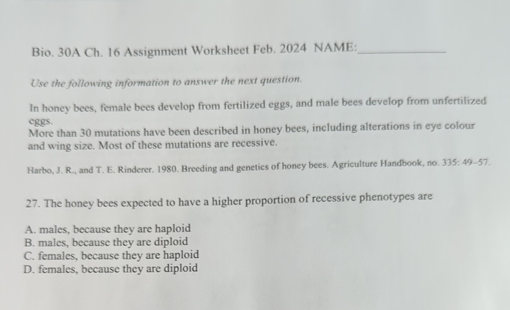 Solved Bio. 30A Ch. 16 ﻿Assignment Worksheet Feb. 2024 | Chegg.com