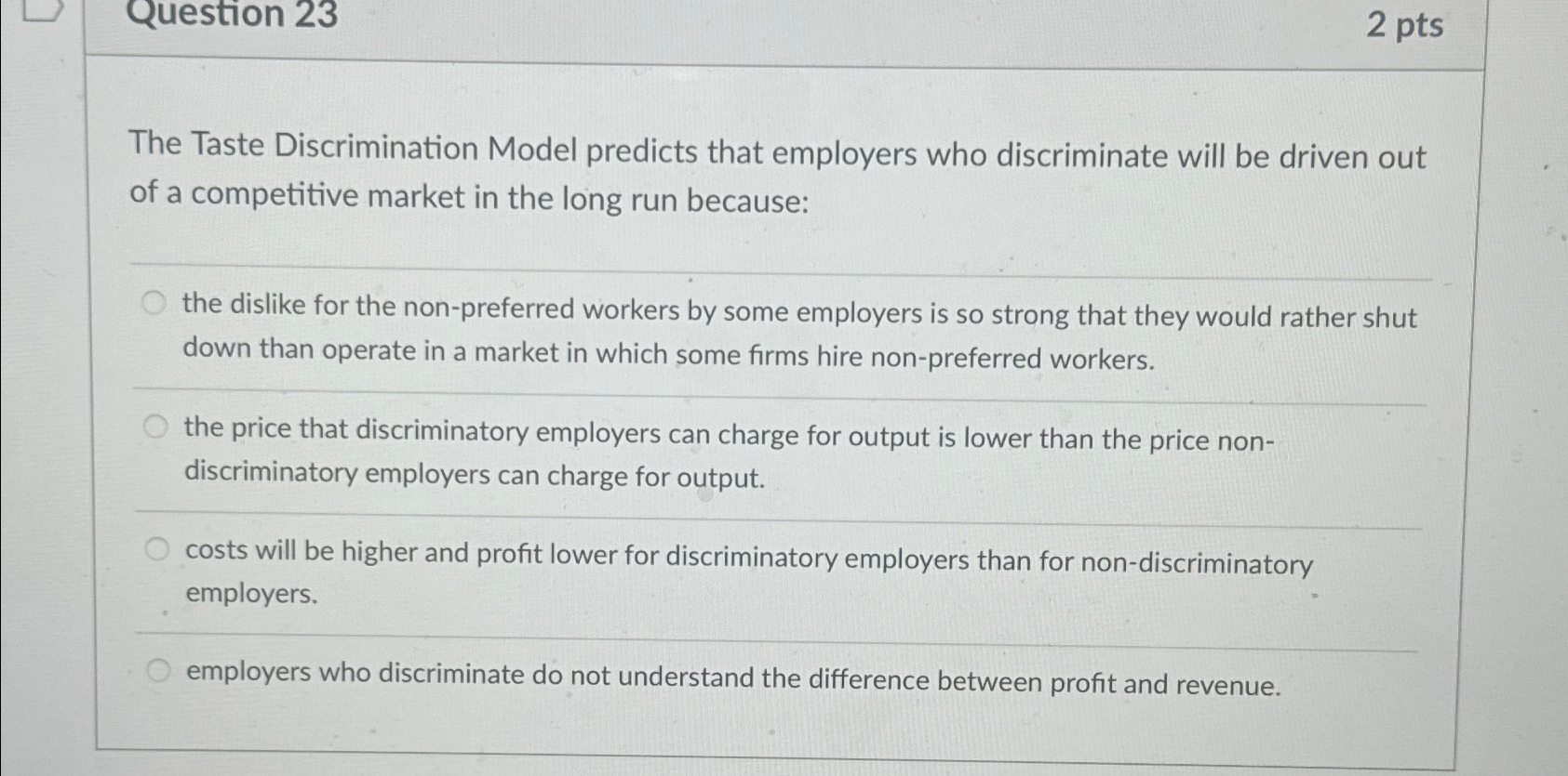 Solved The Taste Discrimination Model predicts that | Chegg.com