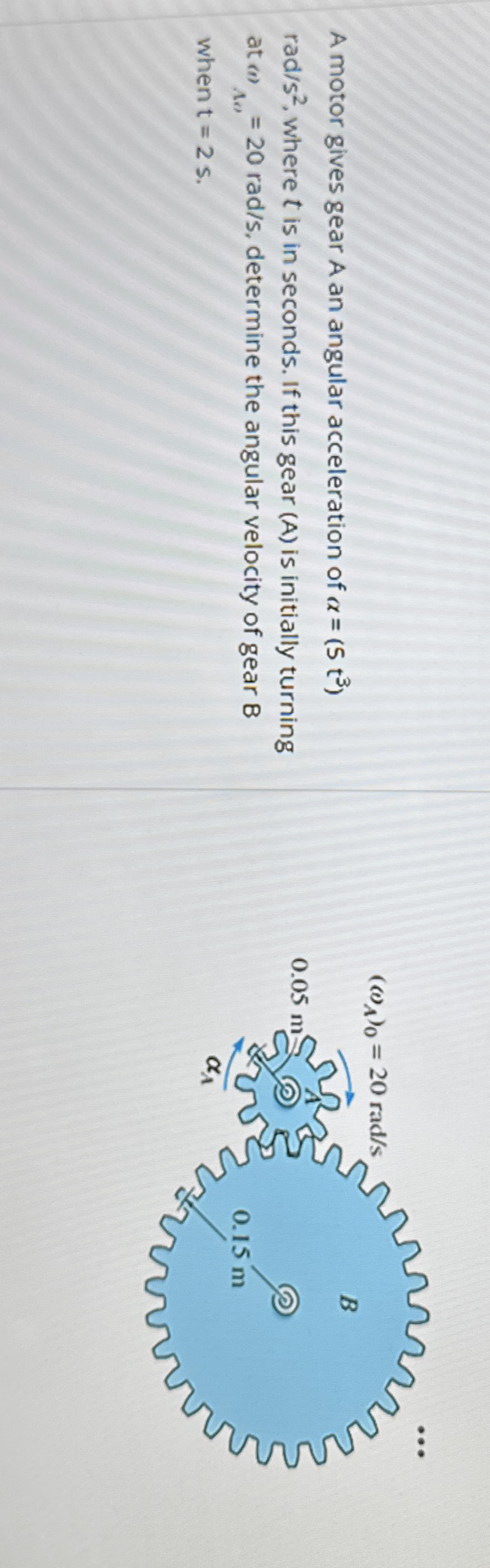 Solved by an EXPERT A motor gives gear A an angular acceleration of | Chegg.com