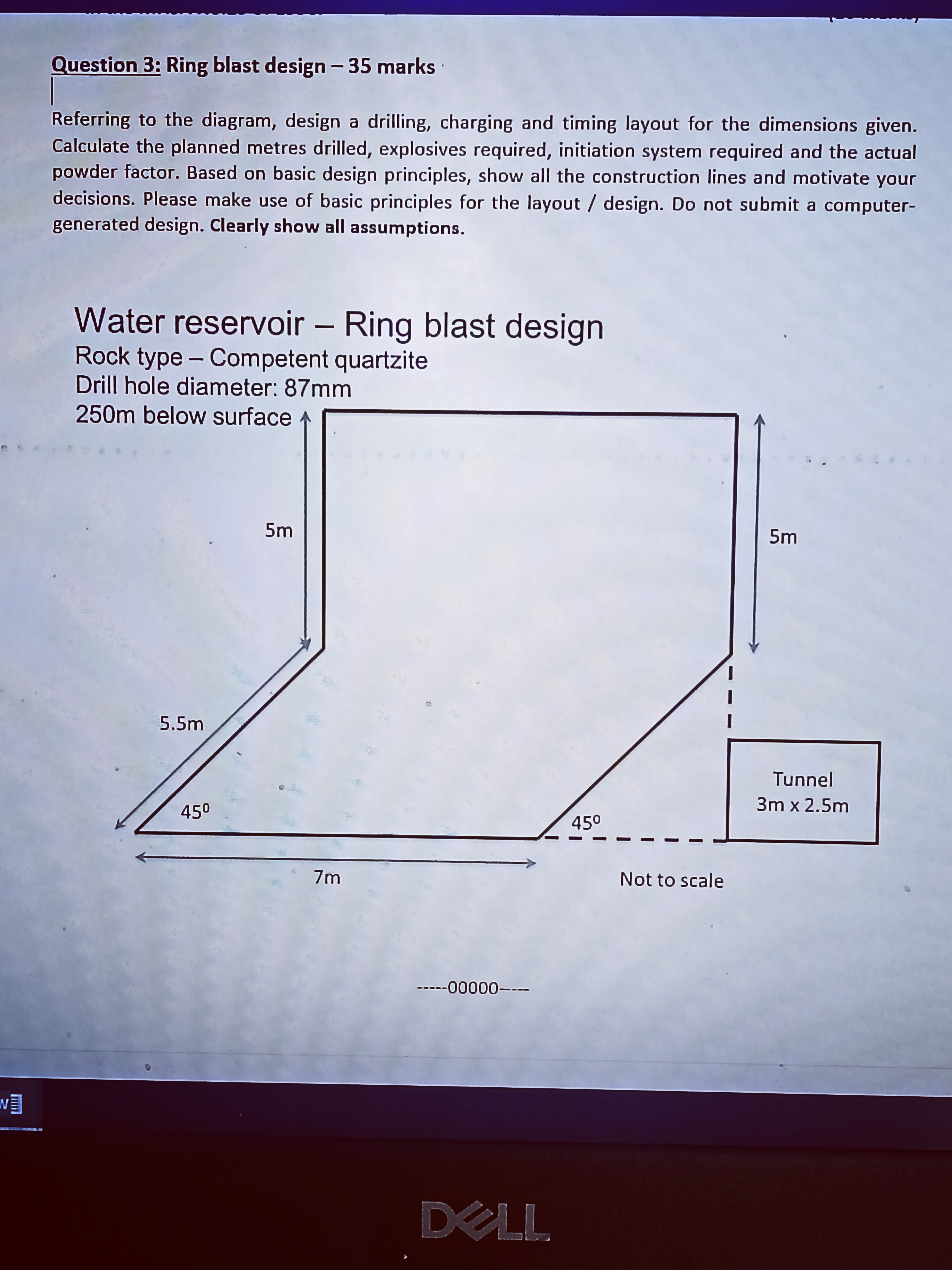 Solved Question 3: Ring blast design - 35 ﻿marksReferring to | Chegg.com