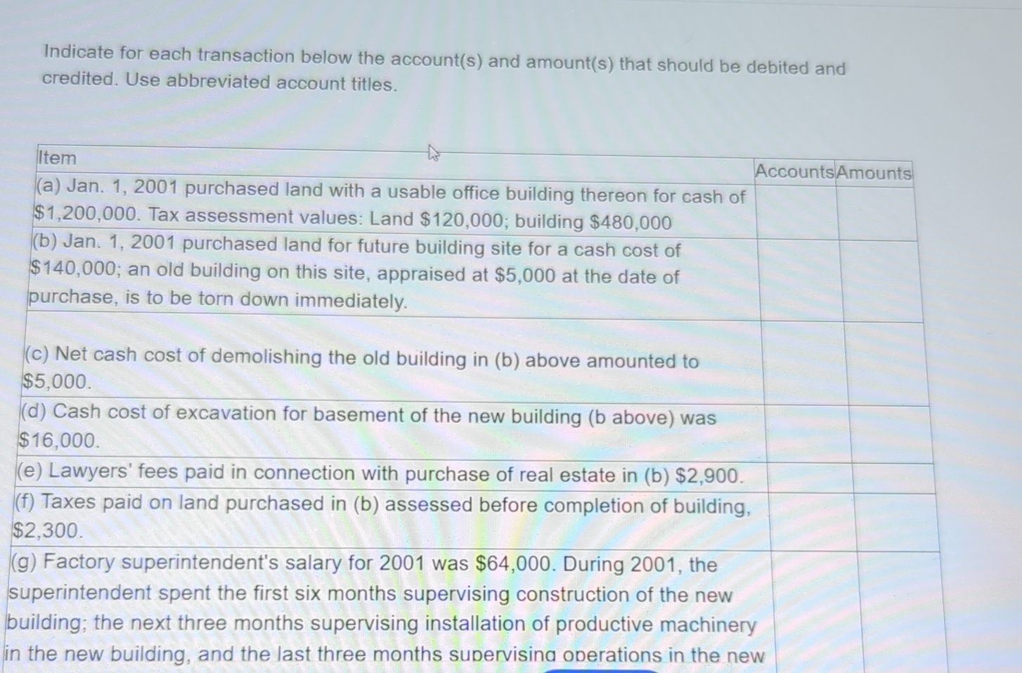 Solved Indicate for each transaction below the account(s) | Chegg.com
