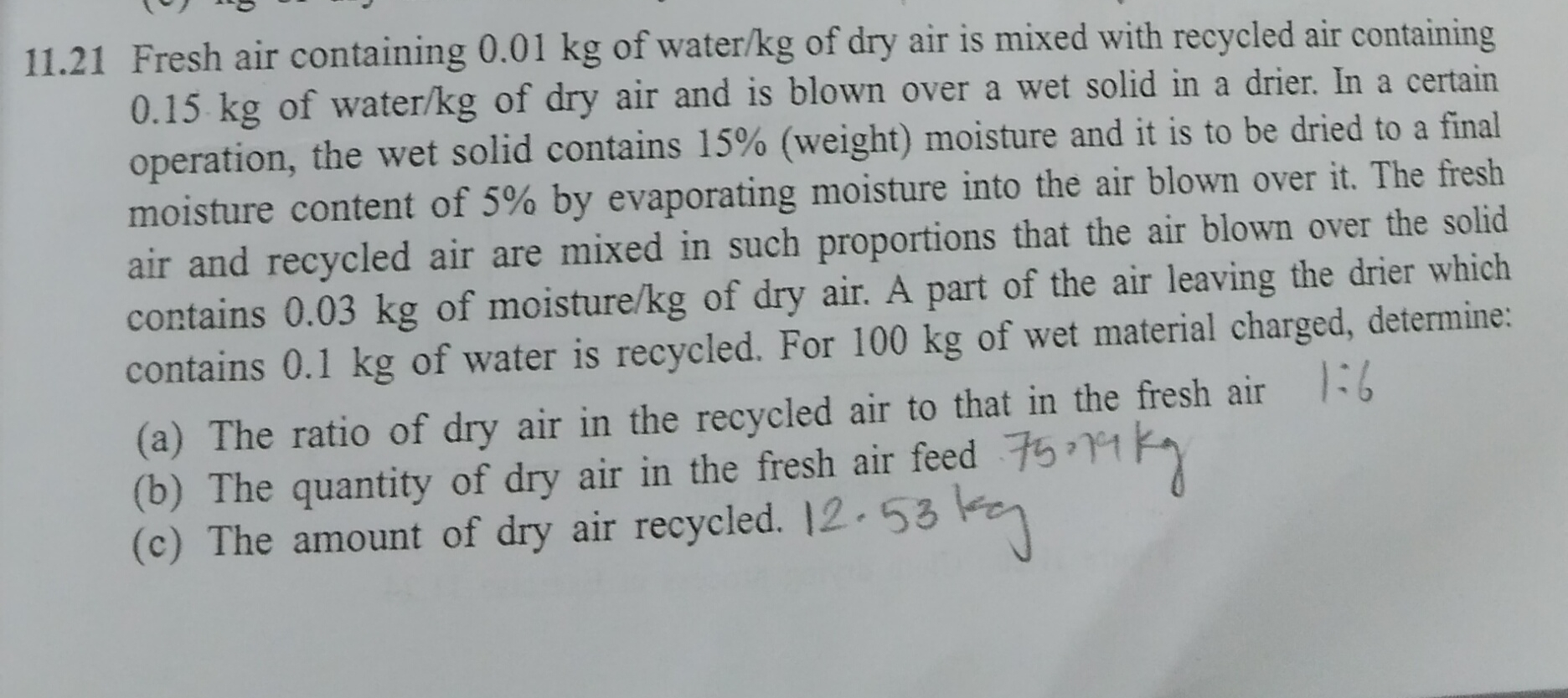 Solved 11.21 ﻿Fresh air containing 0.01kg ﻿of water ?kg ﻿of | Chegg.com