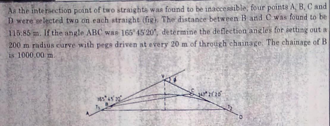 Solved As the intersection point of two straights was found | Chegg.com