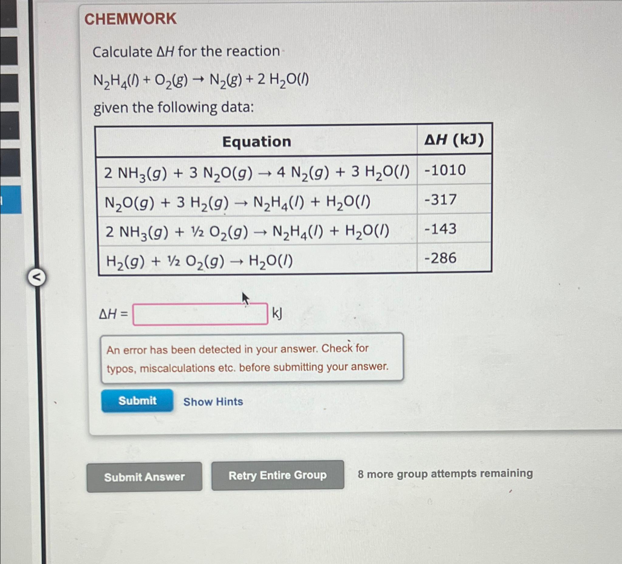 Solved CHEMWORKCalculate ΔH ﻿for the | Chegg.com