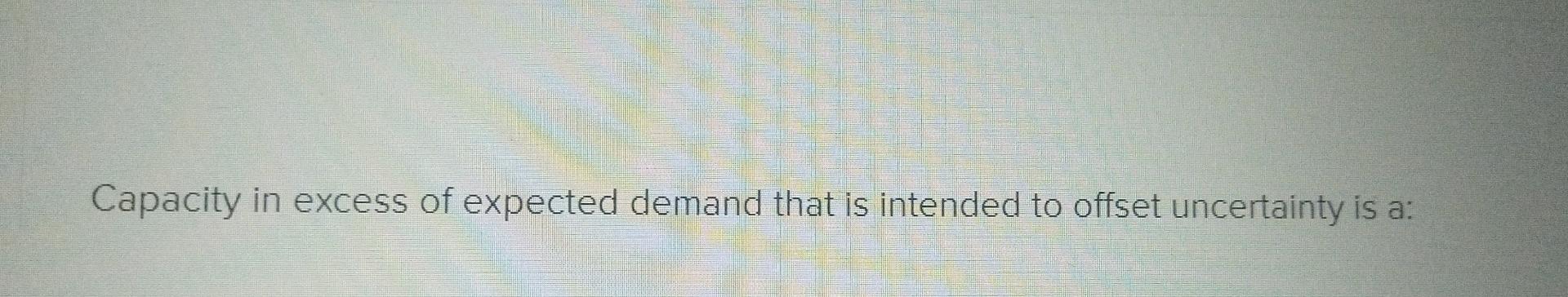 Solved Capacity in excess of expected demand that is | Chegg.com