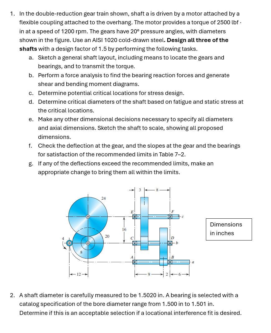 Solved 1. ﻿In the double-reduction gear train shown, shaft a | Chegg.com