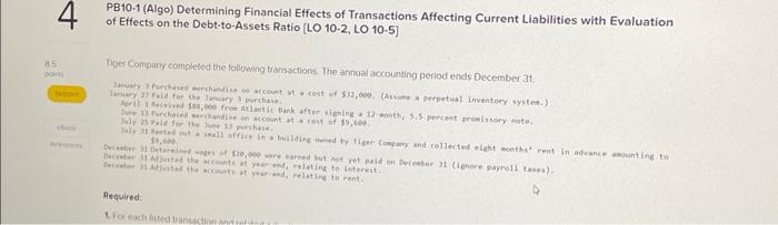 Solved PB10-1 (Algo) Determining Financial Effects of | Chegg.com Solved PB10-1 (Algo) Determining Financial Effects of | Chegg.com