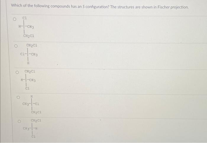 Solved Which of the following compounds has an S | Chegg.com