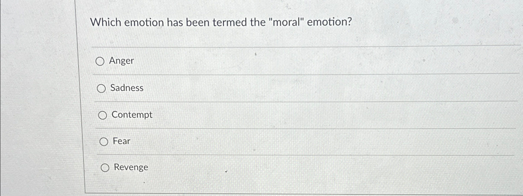 Solved Which emotion has been termed the "moral" | Chegg.com