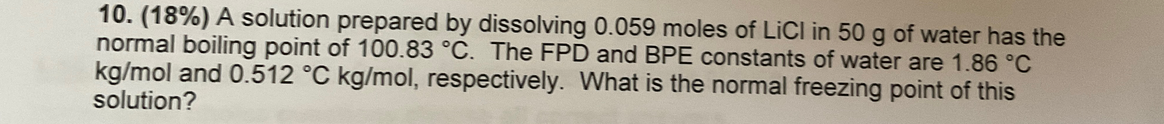 Solved (18%) ﻿A solution prepared by dissolving 0.059 ﻿moles | Chegg.com