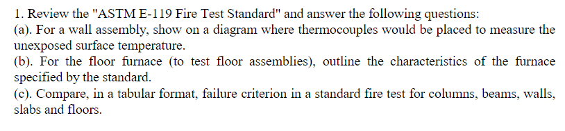 Solved Review the "ASTM E-119 ﻿Fire Test Standard" and | Chegg.com