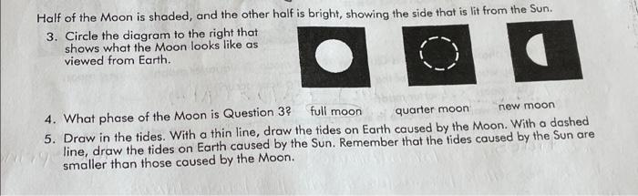 Solved Half of the Moon is shaded, and the other half is | Chegg.com
