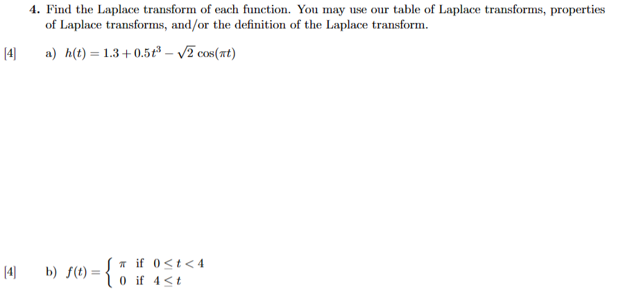 Solved Find the Laplace transform of each function. You may | Chegg.com
