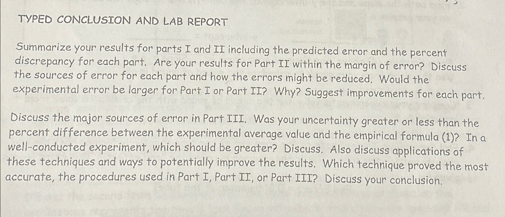 Solved TYPED CONCLUSION AND LAB REPORTSummarize your results | Chegg.com