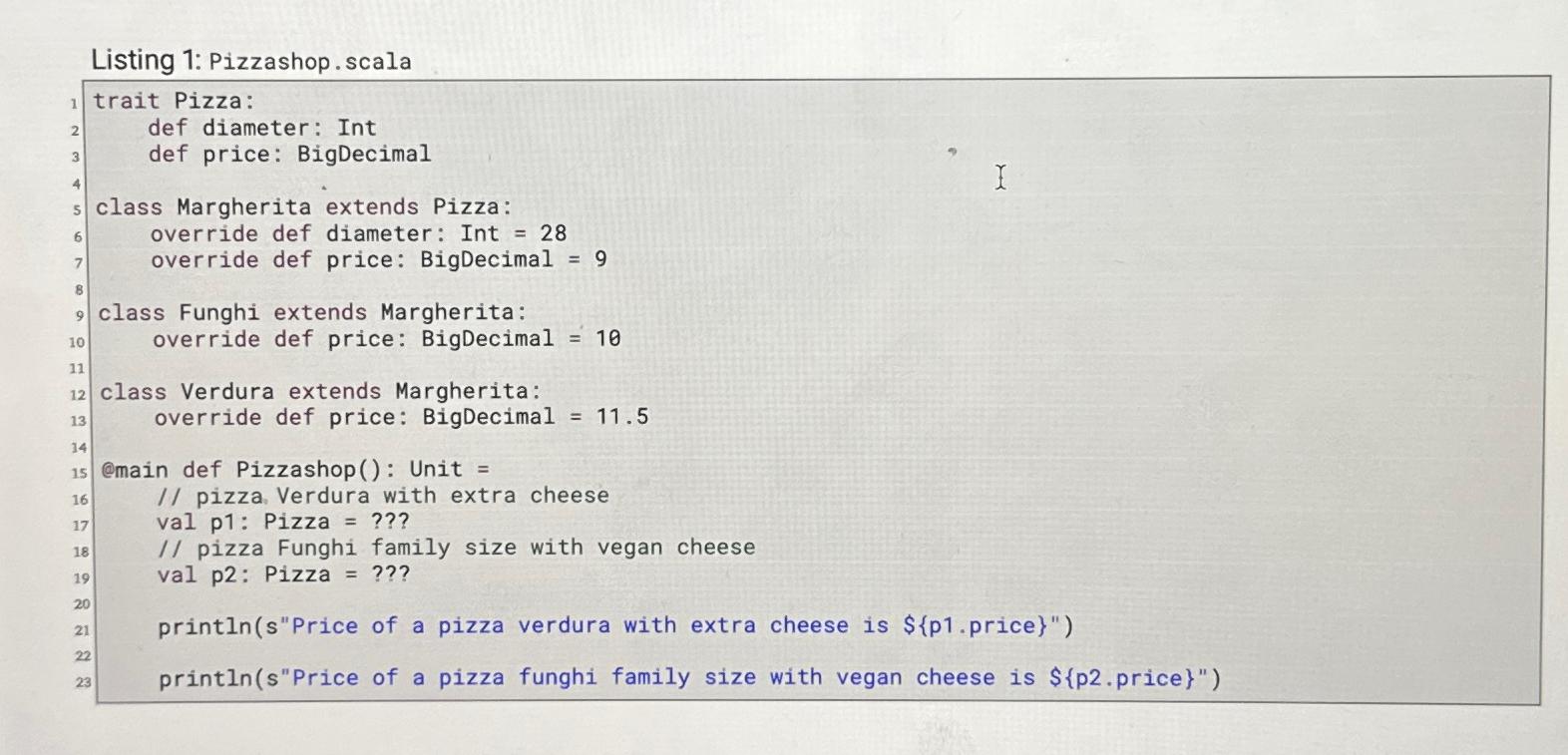 Solved The code in Listing 1 ﻿is from the cash register | Chegg.com