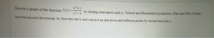 Solved Sketch a graph of the function f()= x2+1 x2 - 4 by | Chegg.com