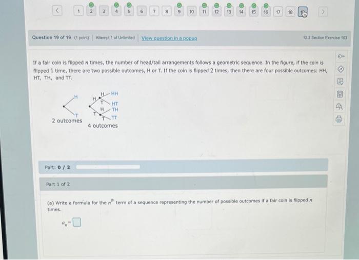 Solved If a fair coin is flipped n times, the number of | Chegg.com
