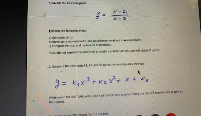 Solved 2) Estimate the constants ki, k2, and k3 using the | Chegg.com