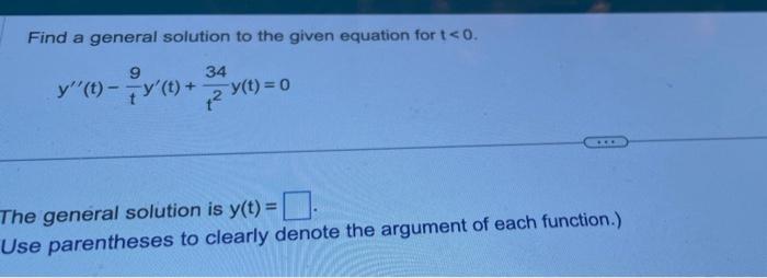 Solved Find a general solution to the given equation for | Chegg.com