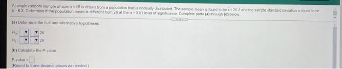 Solved A simple random sample size N=15 is drawn from a | Chegg.com