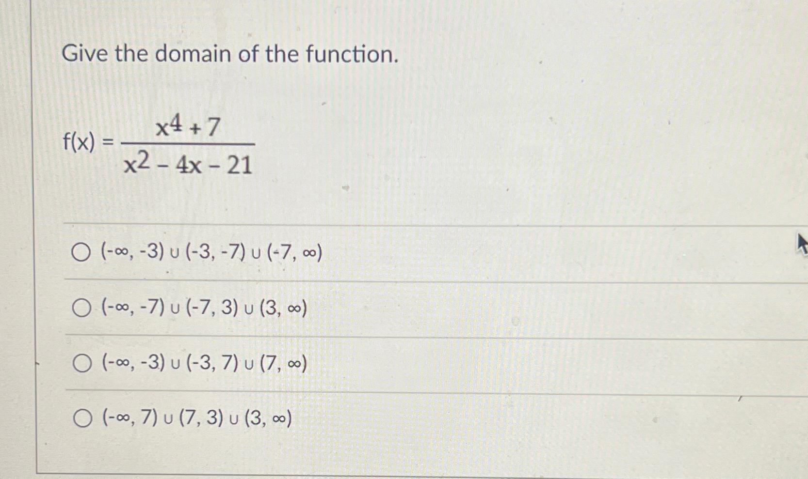 Solved Give the domain of the | Chegg.com