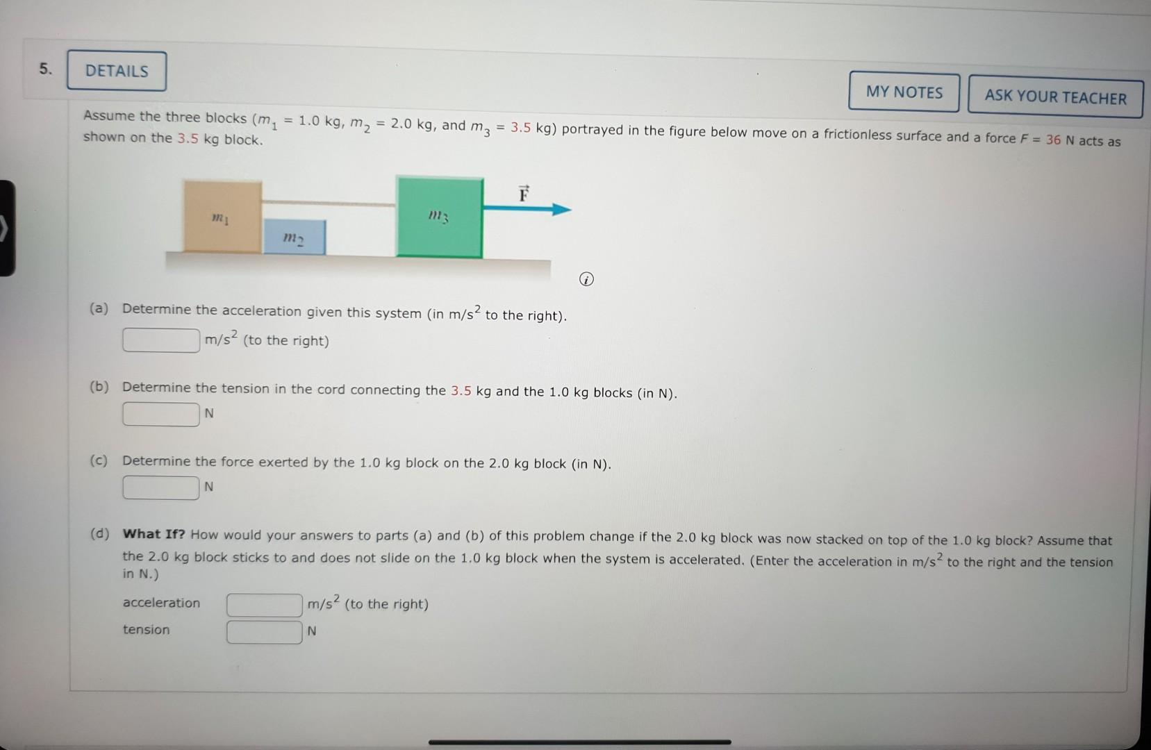 Solved Assume the three blocks (m1=1.0 kg,m2=2.0 kg, and | Chegg.com
