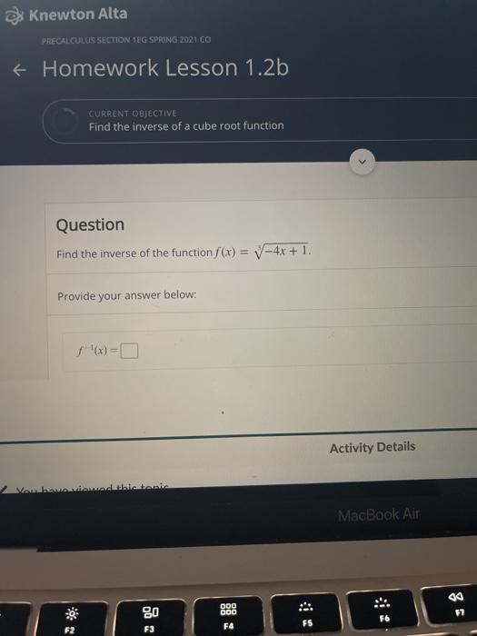 Solved o Knewton Alta PRECALCULUS SECTION 1EG SPRING 2021 CO | Chegg.com