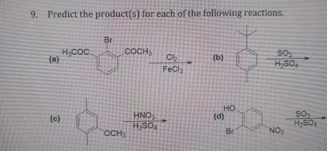 Solved Predict the product(s) ﻿for each of the following | Chegg.com