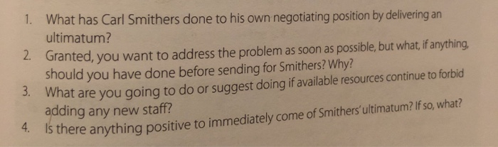 1. What has Carl Smithers done to his own negotiating | Chegg.com