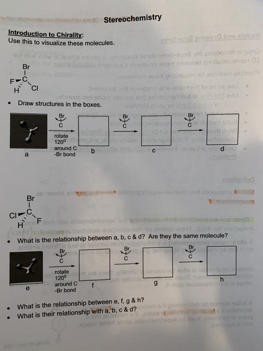 Solved Stereochemistry Introduction to Chirality: Use this | Chegg.com
