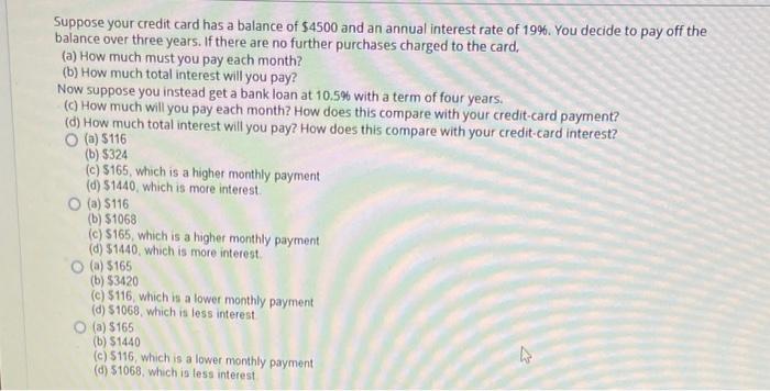 Solved Suppose your credit card has a balance of $4500 and | Chegg.com