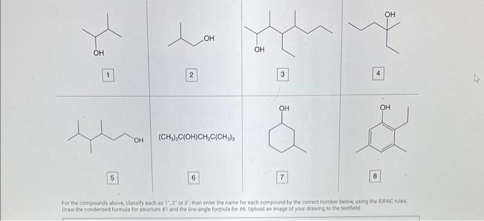 Solved 1 2 3 4 (CH3)2C(OH)CH2C(CH3)3 5 7 8 For the compeund | Chegg.com
