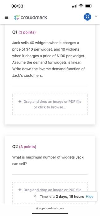 Solved Jack sells 40 widgets when it charges a price of $40 | Chegg.com