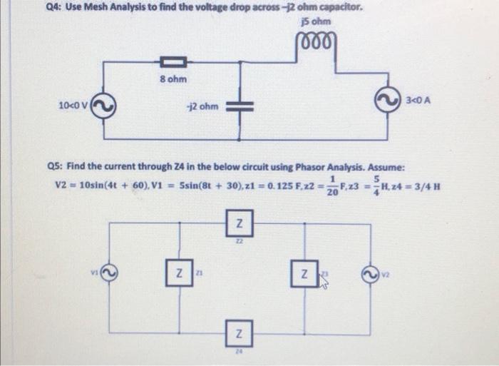 Solved Q4: Use Mesh Analysis to find the voltage drop across | Chegg.com