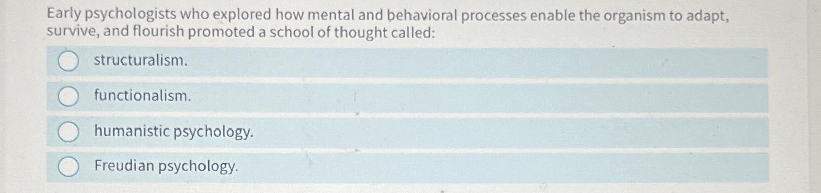 Solved Early psychologists who explored how mental and | Chegg.com