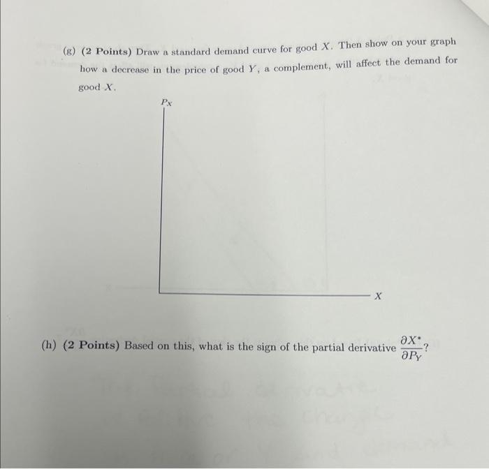 Solved (g) (2 Points) Draw a standard demand curve for good | Chegg.com