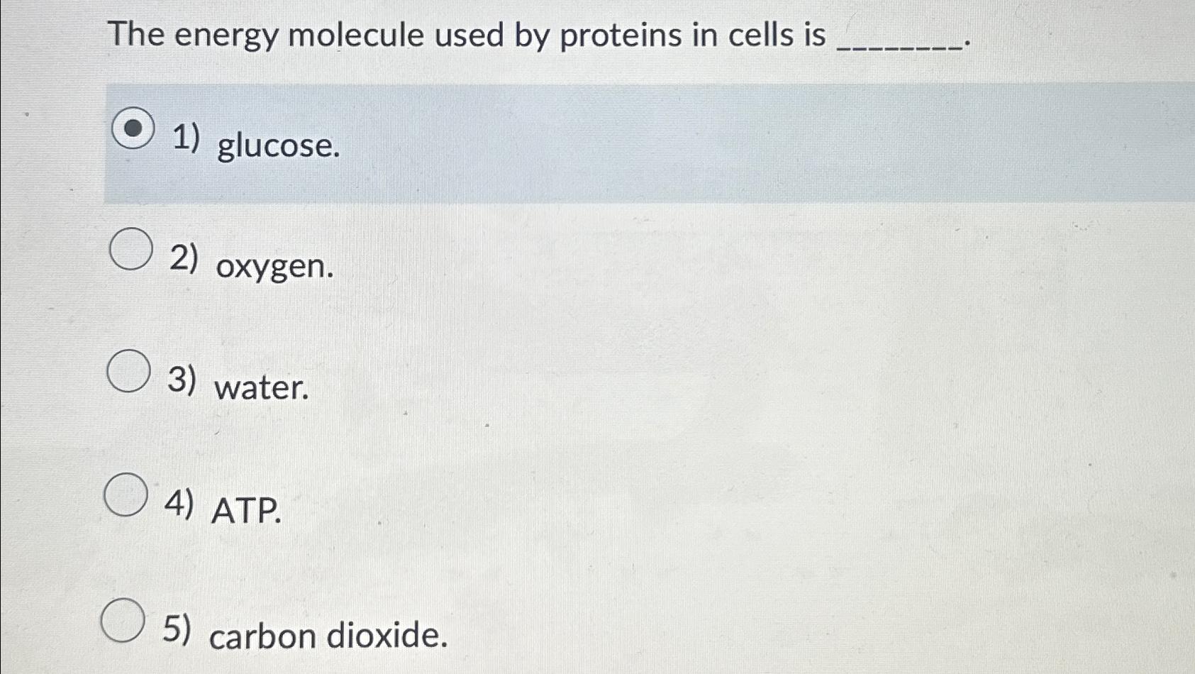Solved The energy molecule used by proteins in cells | Chegg.com