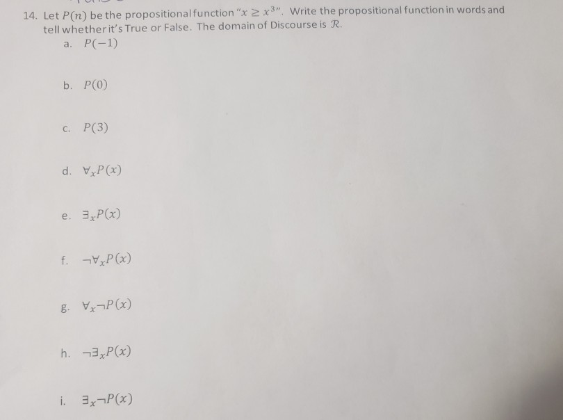 Solved 14. Let P(n) be the propositional function "x > x3". | Chegg.com