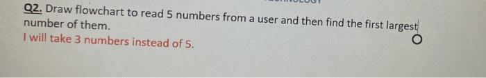 Solved Q2. Draw flowchart to read 5 numbers from a user and | Chegg.com