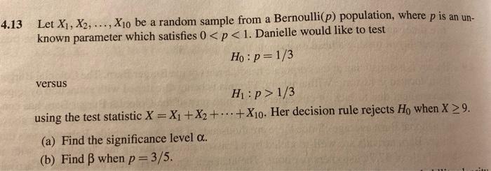 Solved 4.13 Let X1, X2, ..., X10 be a random sample from a | Chegg.com