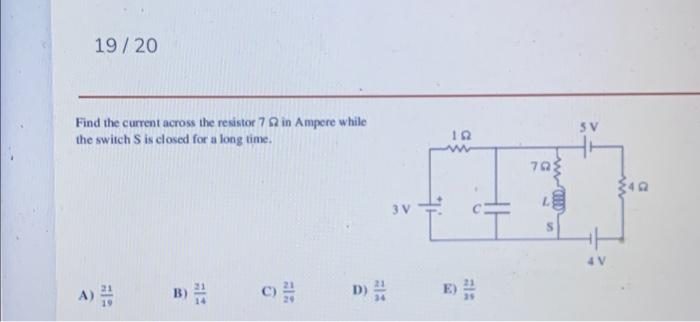 Solved Find the current across the resistor 7Ω in Ampere | Chegg.com
