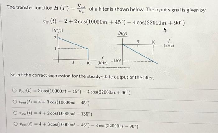 Solved The transfer function H(F)=Vin Vout of a filter is | Chegg.com