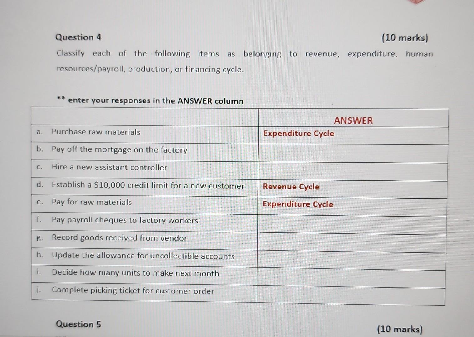 Solved Question 4 (10 marks) Classify each of the following | Chegg.com