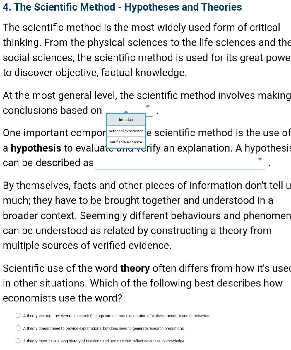 Solved 4. The Scientific Method - Hypotheses and Iheories | Chegg.com