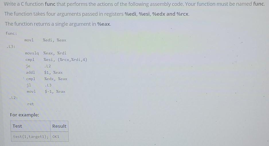 Solved Write A C Function Func That Performs The Actions Of 8764